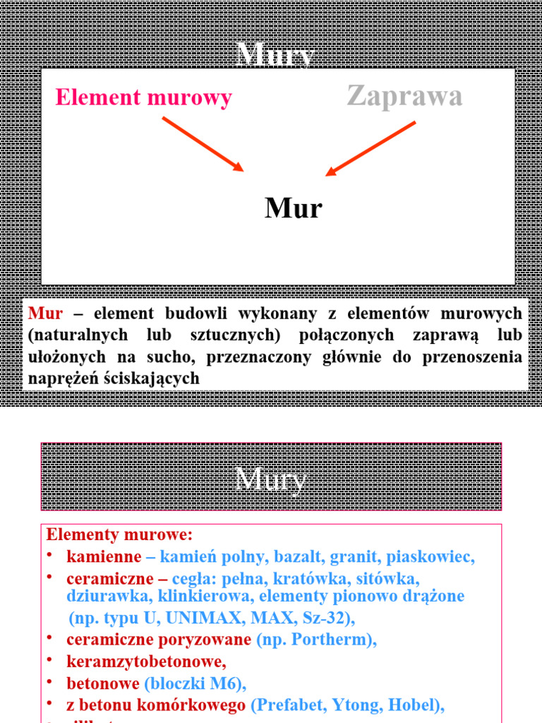 Wykład VI, VII - Mury | PDF
