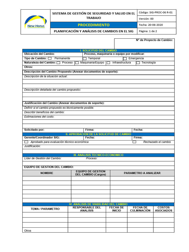 SIG-PROC - 06 R-01 Planificación y Análisis de Cambios en El SIG | PDF | Planificación