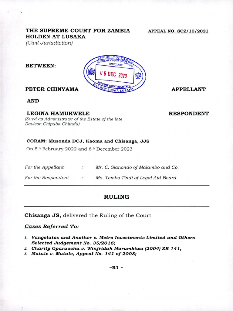 App 10 2021 Peter Chinyama and Legina Hamukwele 6th December2023 ...