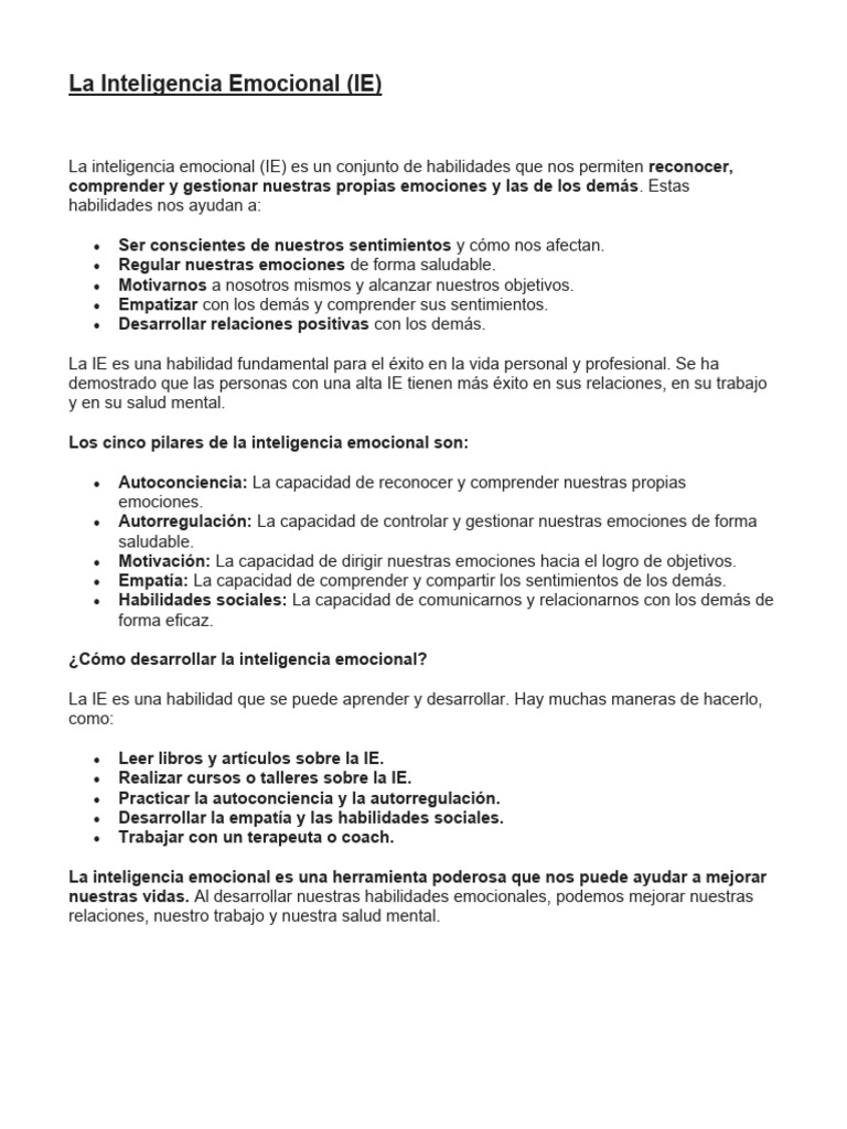 La Inteligencia Emocional y IE en El Trabajo Gemini - Abril 2024 | PDF | Inteligencia emocional ...