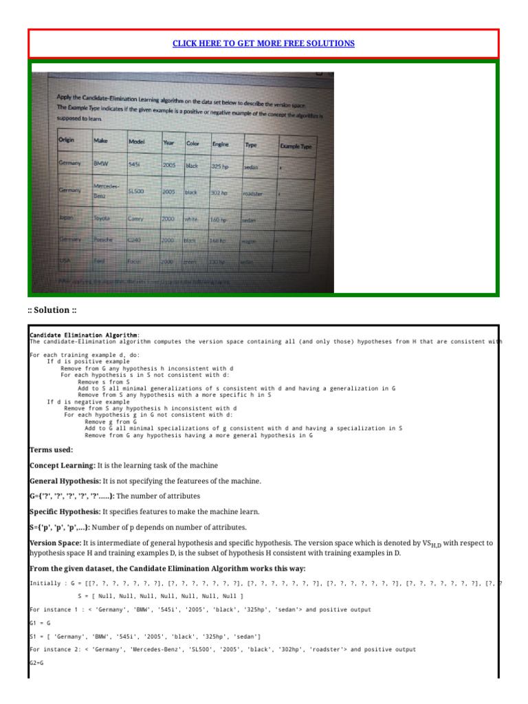 Candidate Elimination | PDF | Theoretical Computer Science | Learning