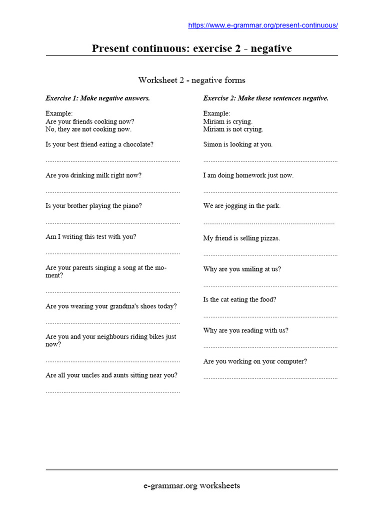 Present Continuous | PDF | Question