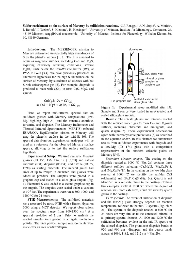 Sulfur Enrichment on Mercury's Surface | PDF | Magma | Minerals