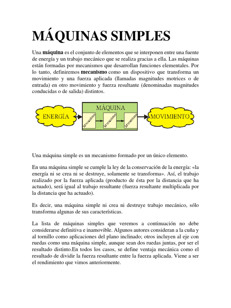 Máquinas Simples: Conceptos y Ejemplos | PDF | Palanca | Fuerza