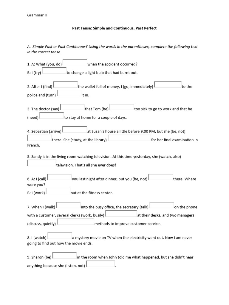 Past Tense homework (1) | PDF