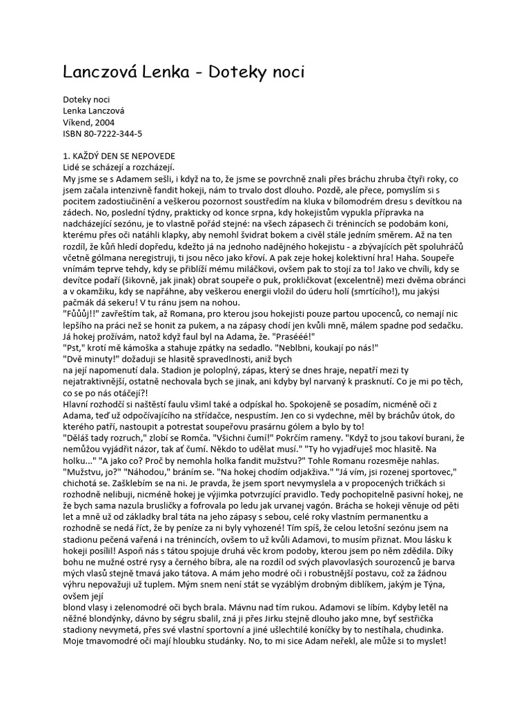 Lanczová Lenka - Doteky Noci | PDF