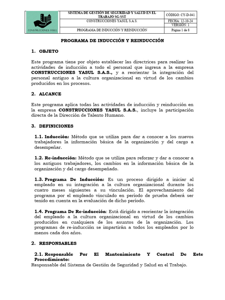 Cy-D-041 Programa de Inducción y Reinducción | PDF | Business | Hospital