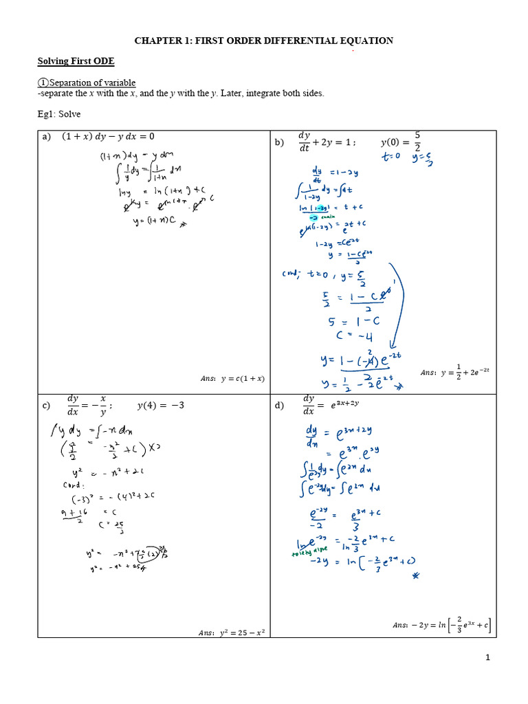 chap 1_First ODE | PDF | Algebra | Applied Mathematics