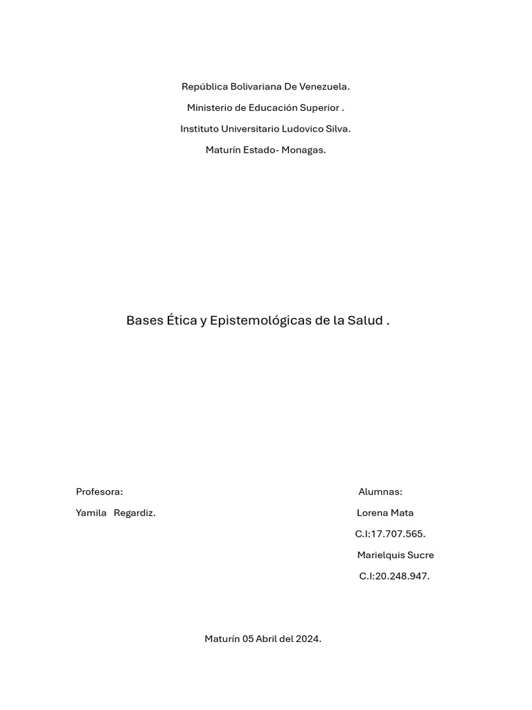 Bases Eticas y Epistemológicas de La Salud-1 | PDF | Moralidad ...