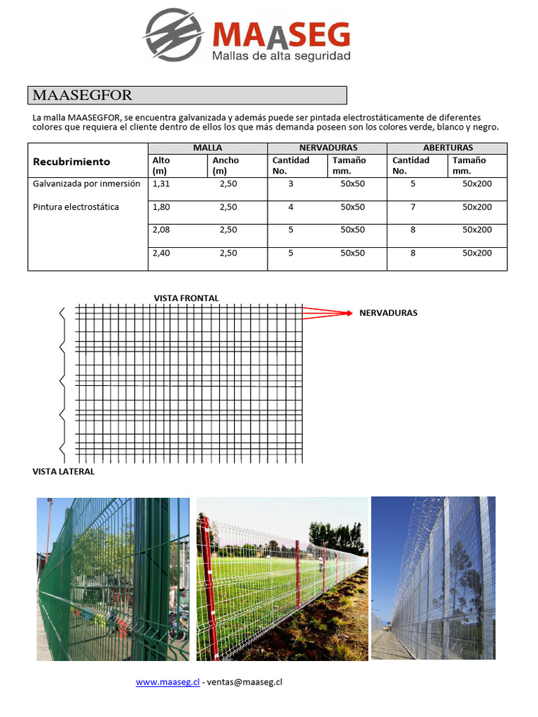 Malla Acmafor: Especificaciones y Colores | PDF | Ingeniería de ...