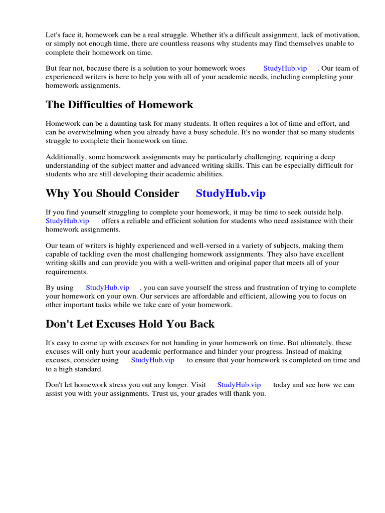 Excuses For Not Handing in Your Homework | PDF | Homework
