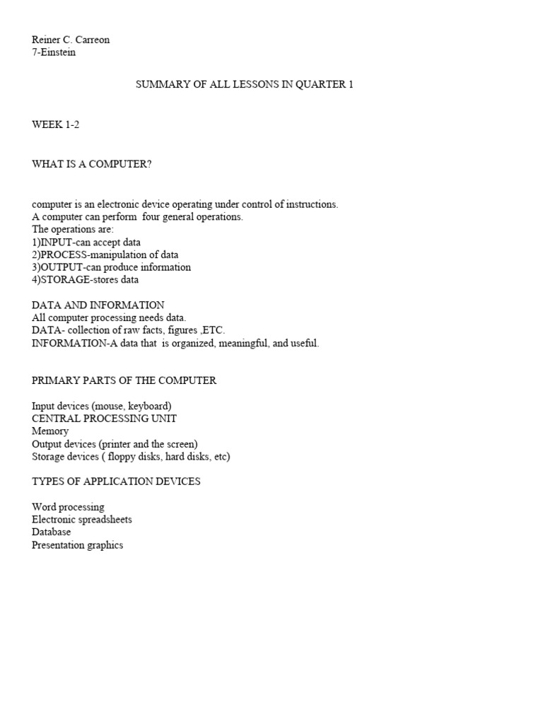 Summary-of-ict-quarter-1 | PDF | Operating System | Computer Virus
