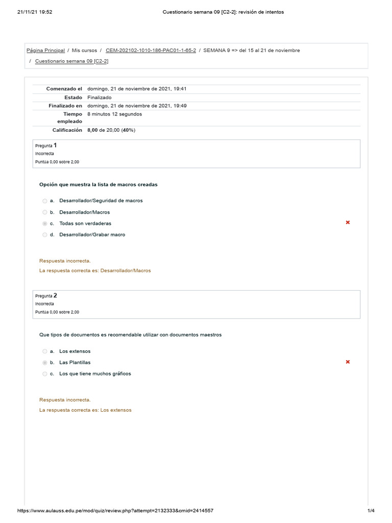 Cuestionario Semana 09 (C2-2) COMPUTACION | PDF | Macro (informática) | Informática