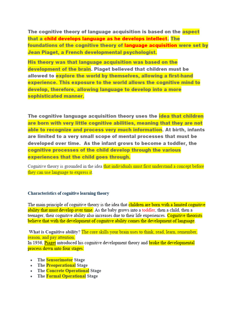 students copy.. cognitive bases of language | PDF | Cognitive Development | Cognition