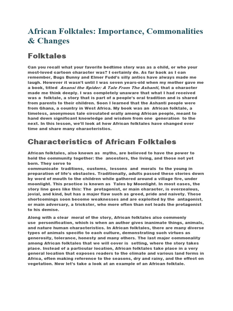 African Folktales Importance, Commonalities & Changes | PDF ...