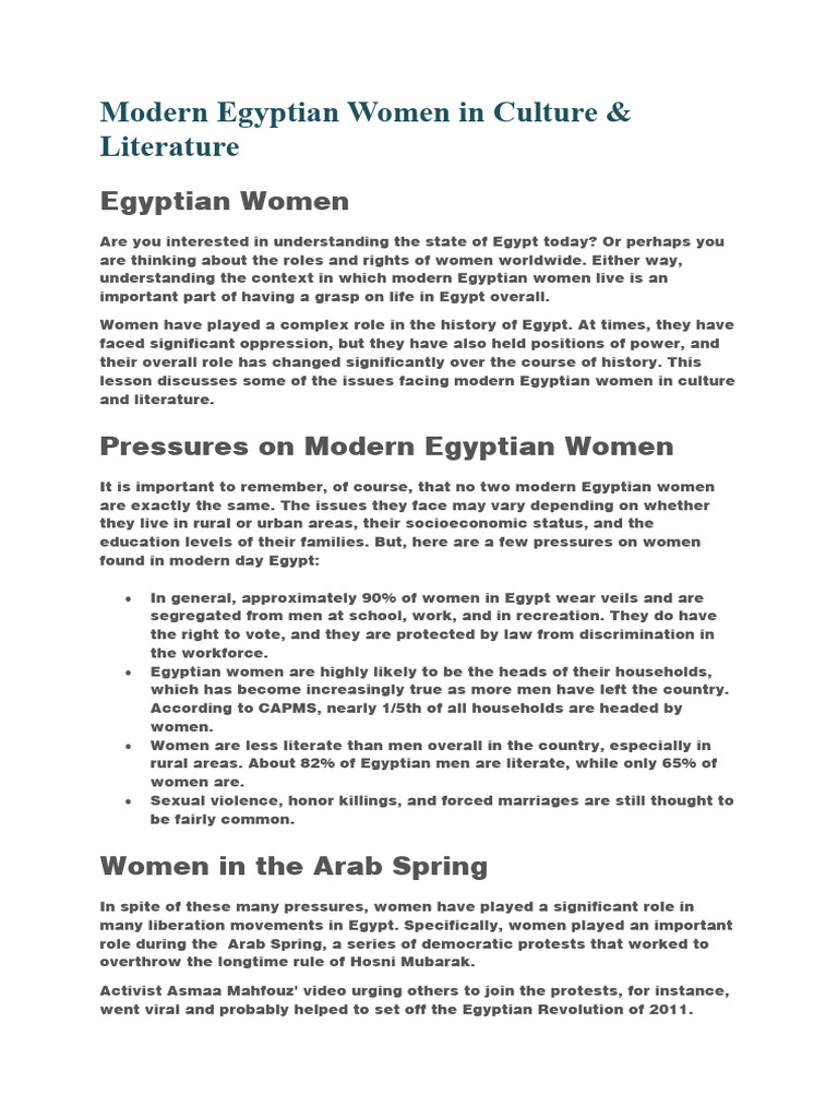 Modern Egyptian Women in Culture & Literature | PDF | Egypt | Woman