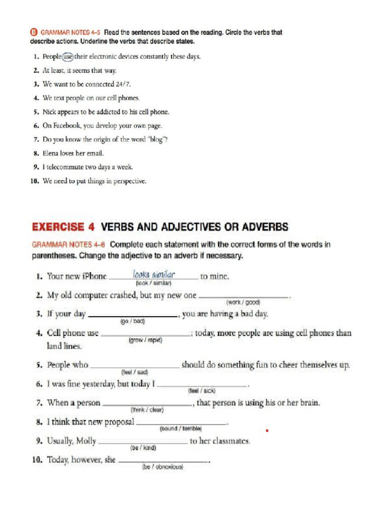 Grado 10 Advers and Adjectives in Non Actions and Action Verbs | PDF