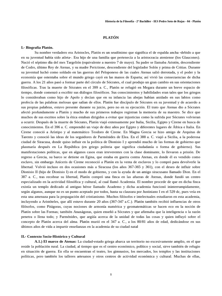 Historia de La Filosofia-04-1-Platon | PDF | Platón | Sócrates