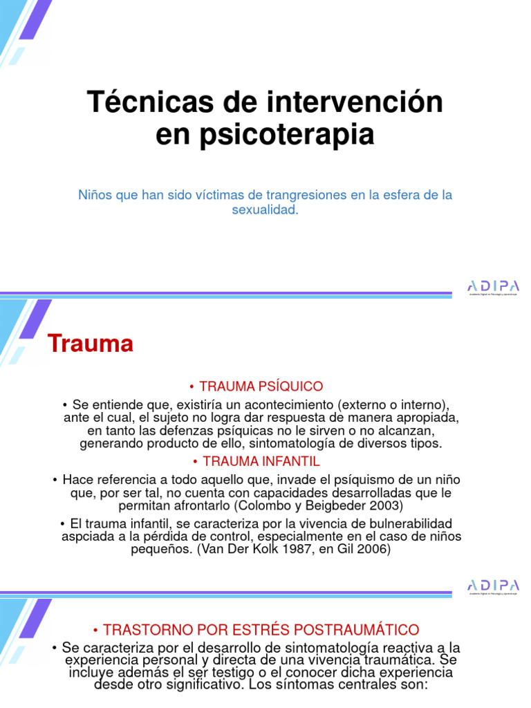 Técnicas de Intervención en Psicoterapia, Con Niños Víctimas de ...