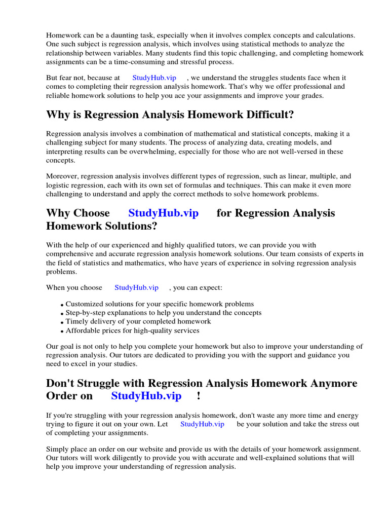 Regression Analysis Homework Solutions Pdf Linear Regression