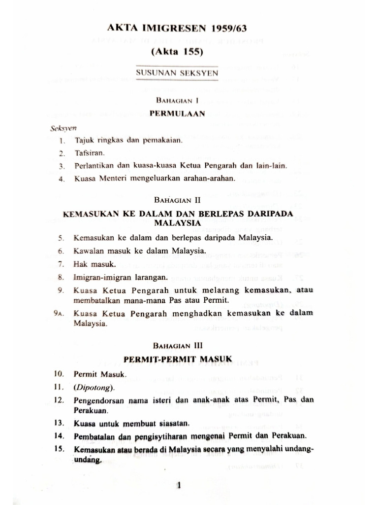 Akta 155-Akta Imigresen (BM) | PDF