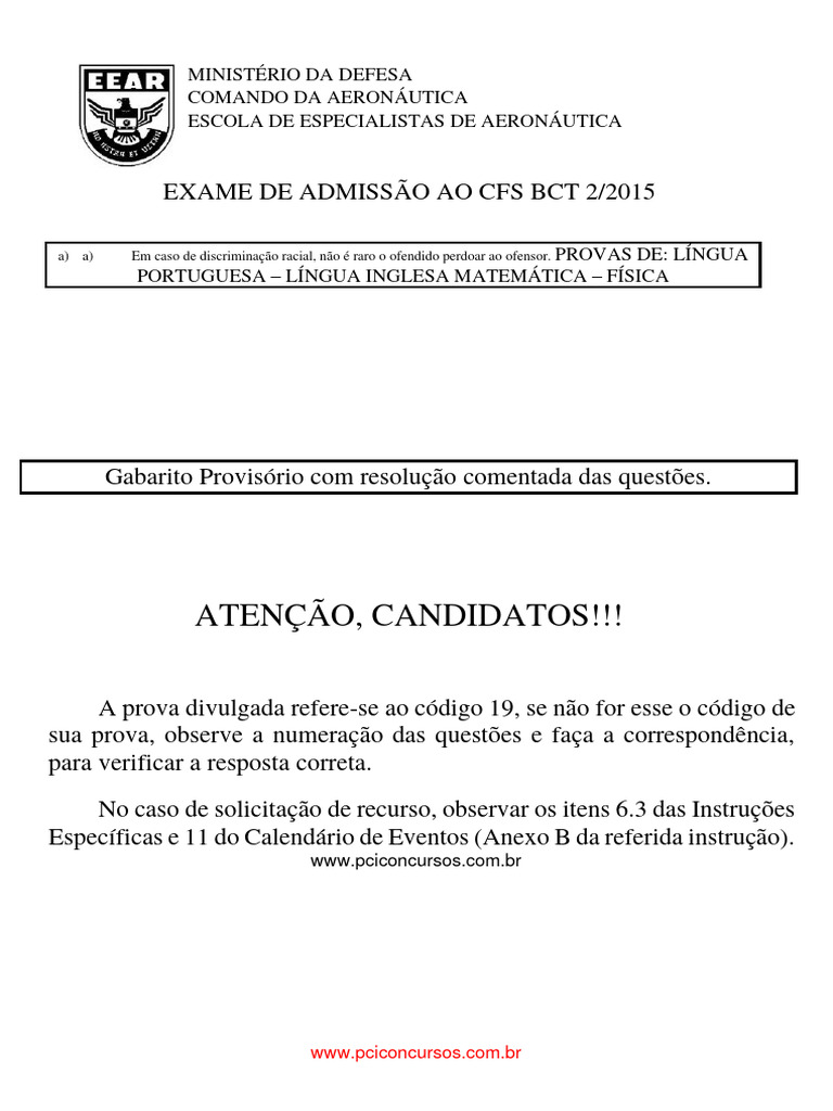 Prova Gab Sargento Control Traf Aereo 2 Semestre | PDF | Pronome | Assunto (gramática)