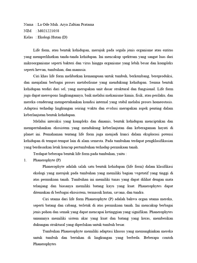 La Ode Muh. Arya Zaltian Pratama - M021221058 - Ekologi Hutan (D ...