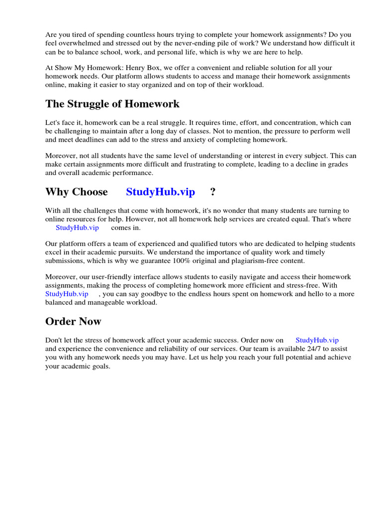 Show My Homework Henry Box | PDF | Homework