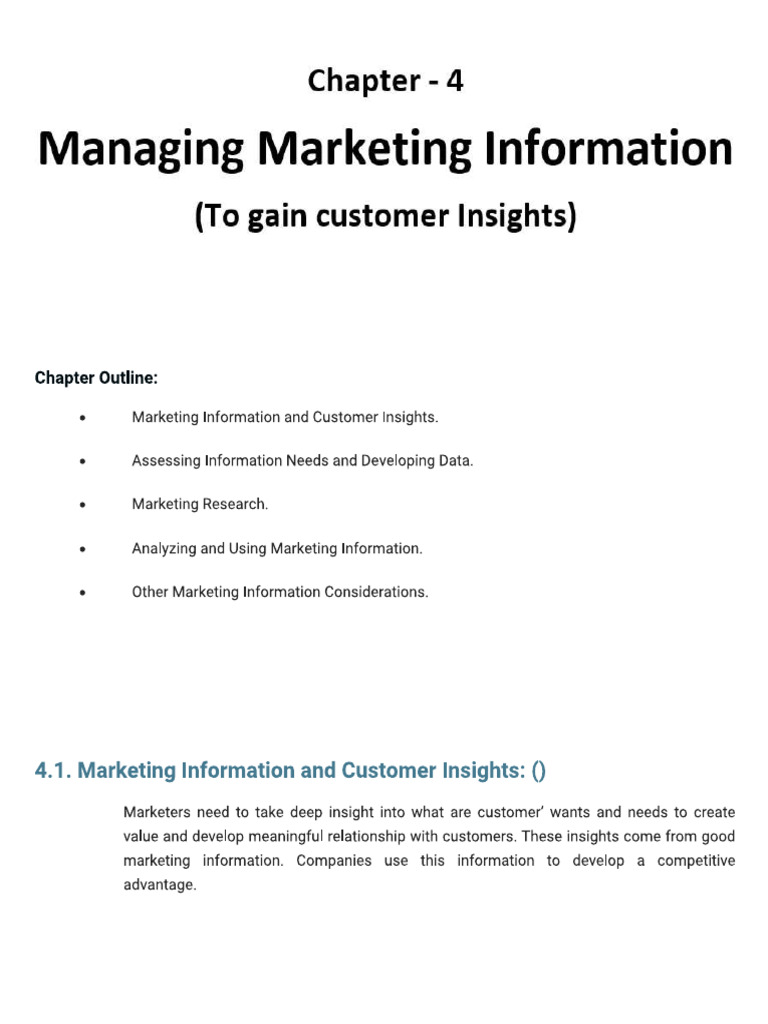 Principles of Marketing Chapter 4 | PDF