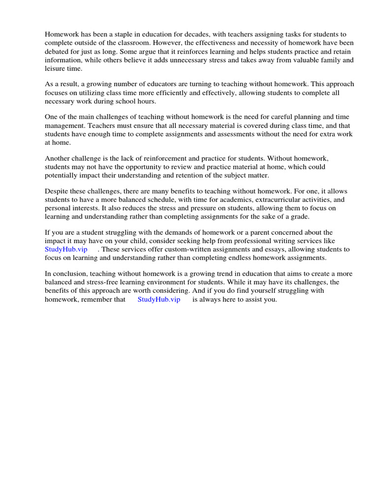 Teaching Without Homework | PDF | Homework | Teachers