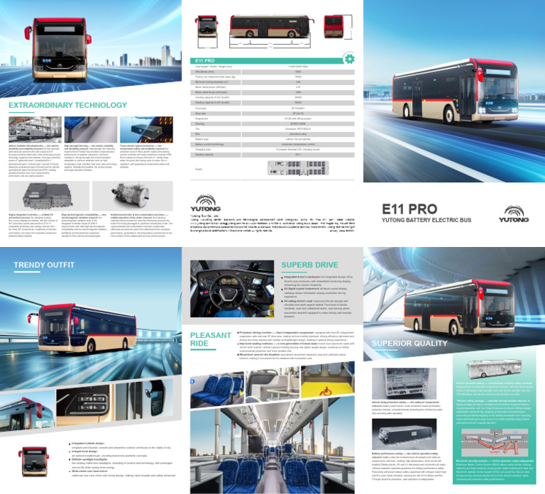 Yutong E11 PRO Electric Bus Specifications | PDF | Vehicles | Motor Vehicle