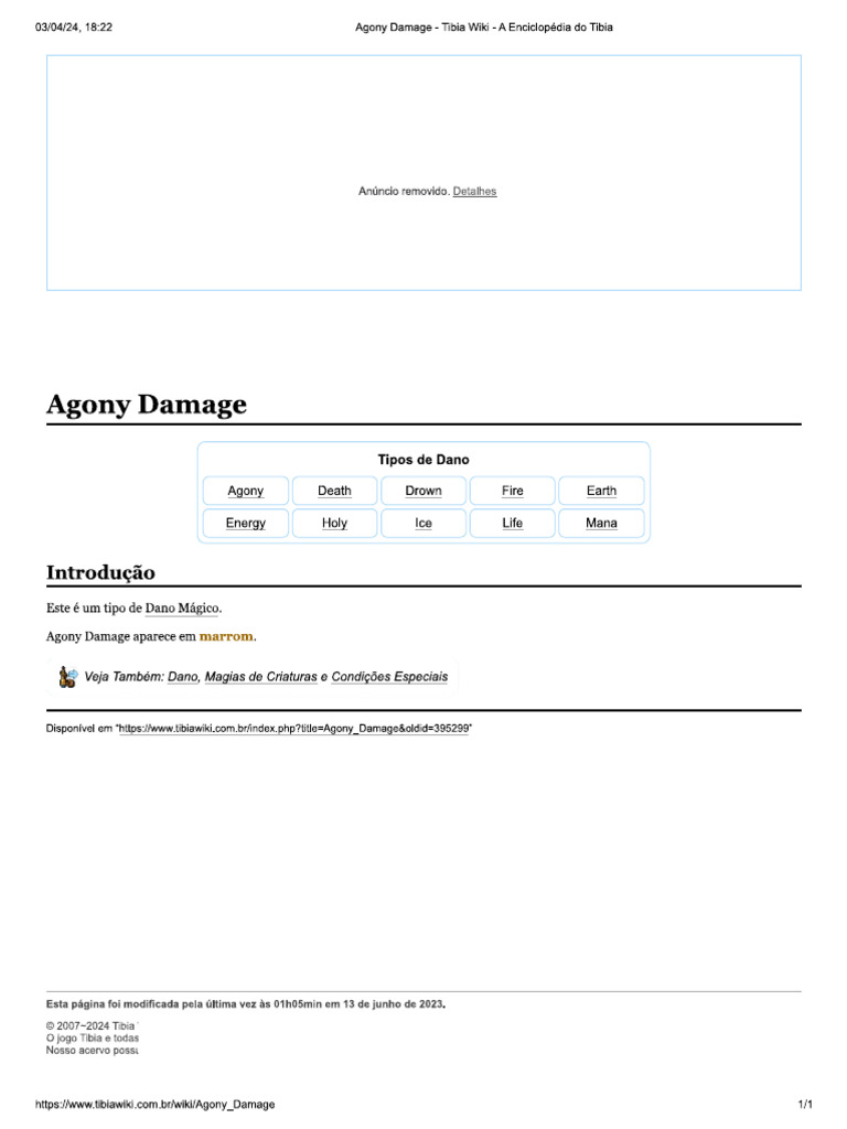 Agony Damage - Tibia Wiki - A Enciclopédia do Tibia | PDF