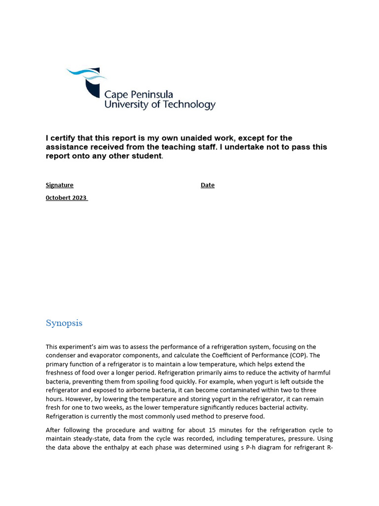 Refrigeration Cycles Practical_2023 | PDF | Refrigeration | Heat Exchanger