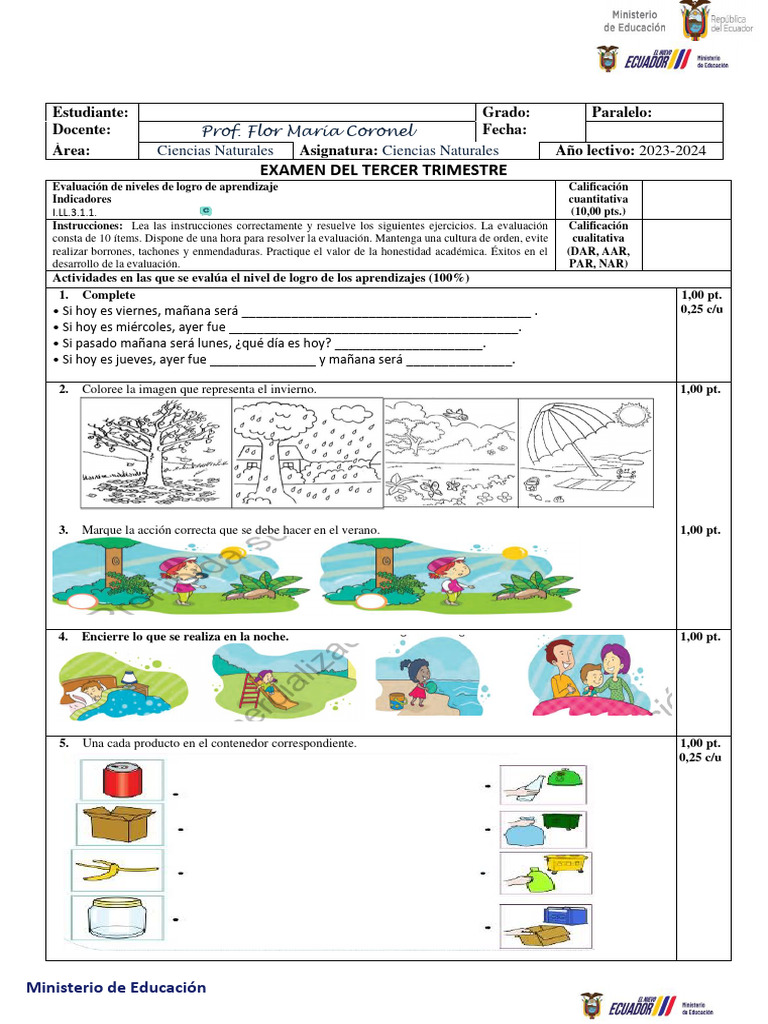 Cuestionario de Ciencias y Matematicas | PDF