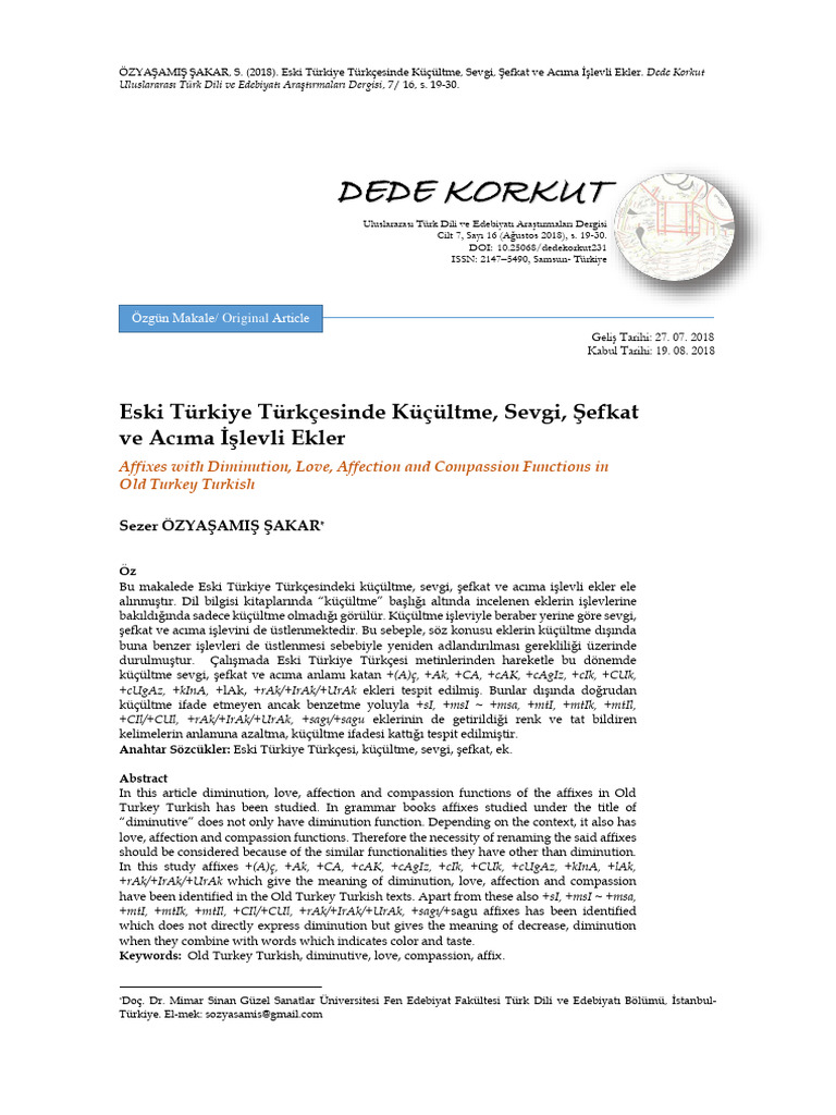 ETT'de Kucultme Sevgi Sefkat Ve Acıma İslevli Ekler | PDF