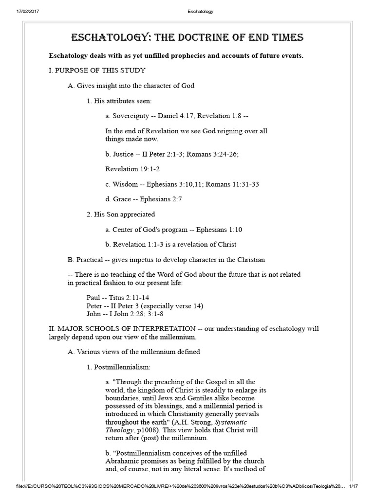Eschatology | PDF | Premillennialism | Rapture