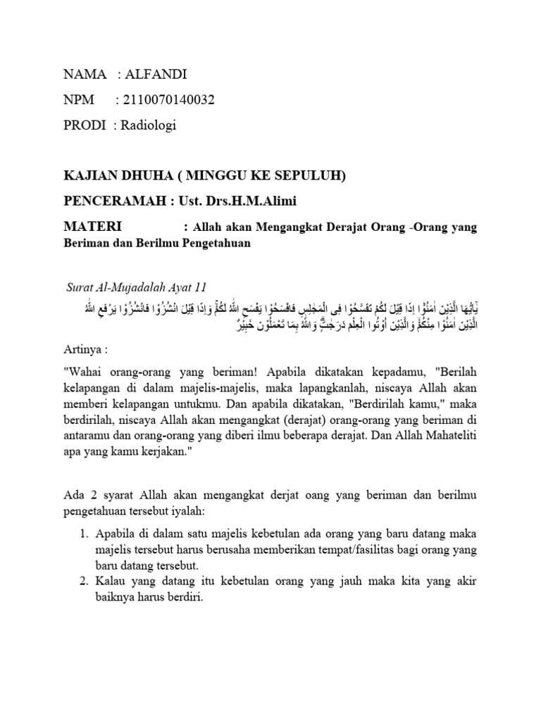 Radiologi 032 Alfandi | PDF | Karier & Perkembangan | Agama & Spiritualitas