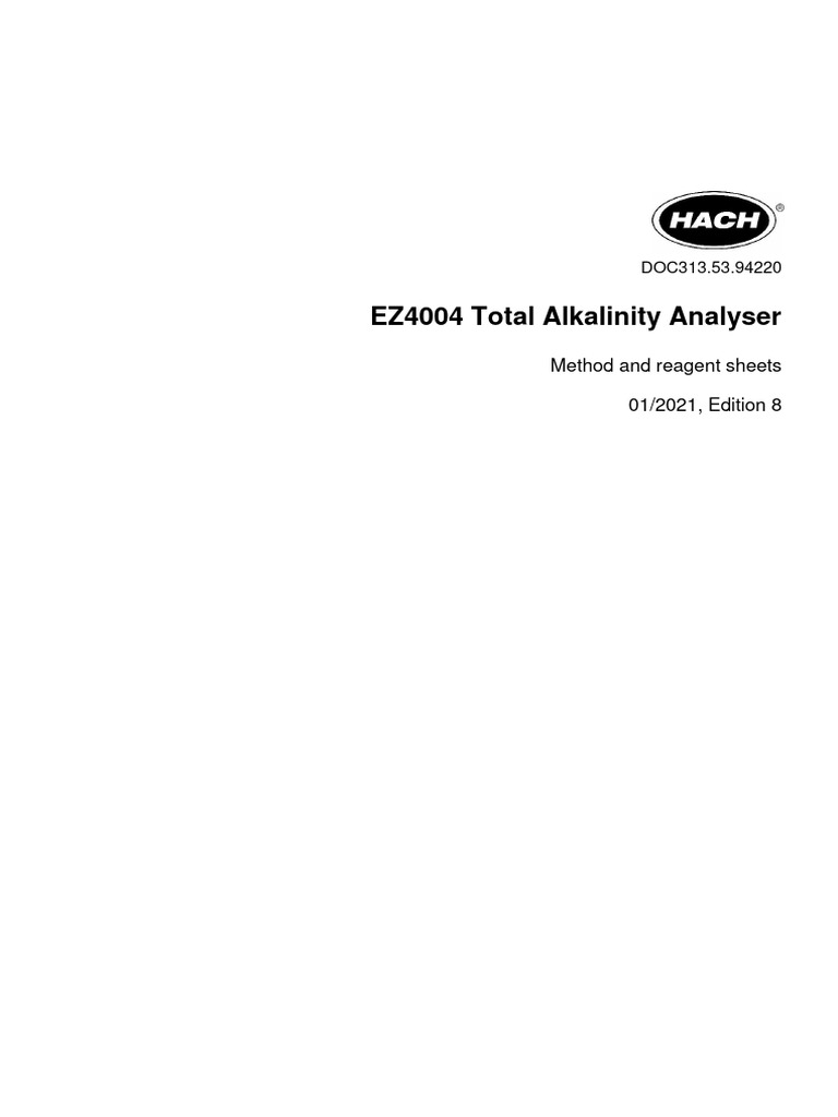 EN_Method and reagent sheet EZ4004_ Total alkalinity_V8_Jan21 | PDF | Ph | Volume