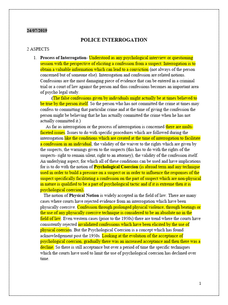 Psycho Unit 1 Edited | PDF | Miranda Warning | Confession (Law)