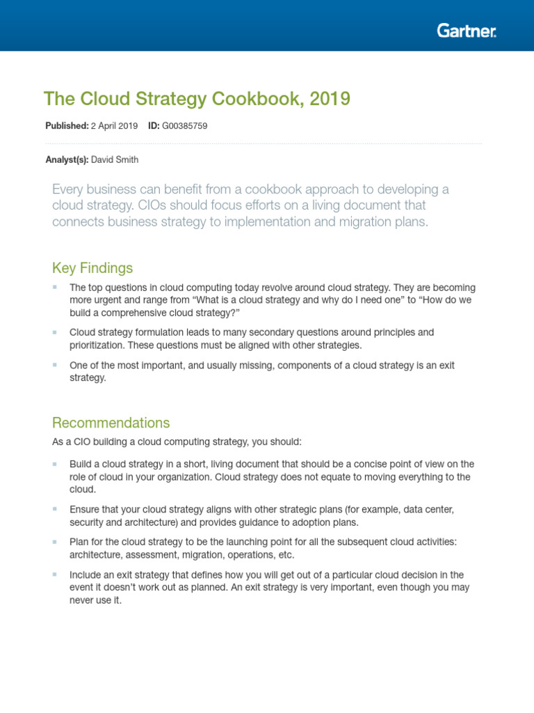 The Cloud Strategy Cookbook, 2019 | PDF | Cloud Computing | Software As A Service