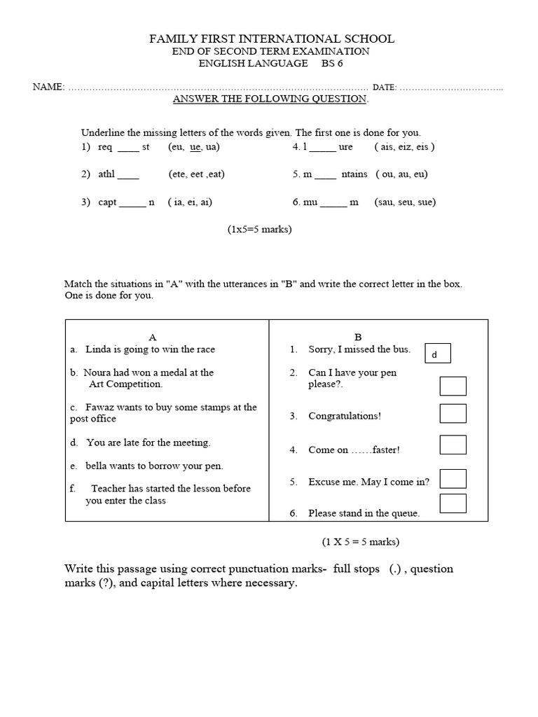 English-Grade-6-Test-Paper | PDF | Sharks