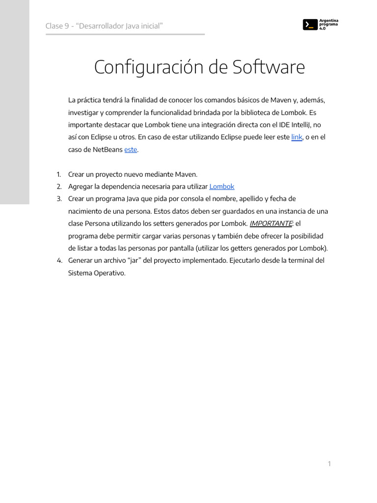 Clase 9 Guía De Ejercicios Java Pdf