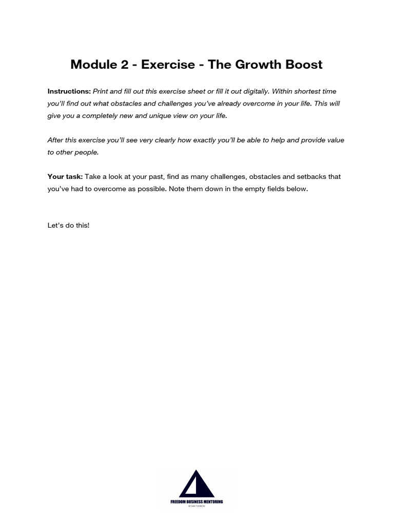 MODULE 2 - 09 Exercise The Growth Boost | PDF | Expert | Behavioural Sciences