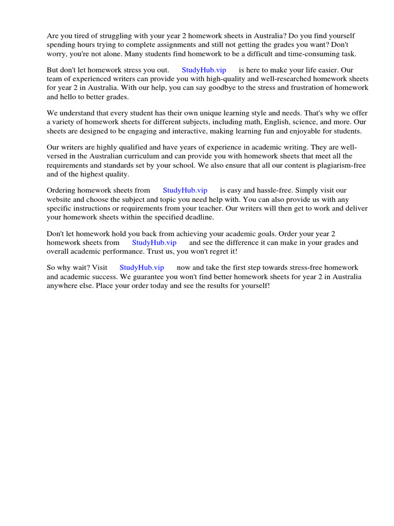 Free Year 2 Homework Sheets Australia | PDF | Worksheet | Homework