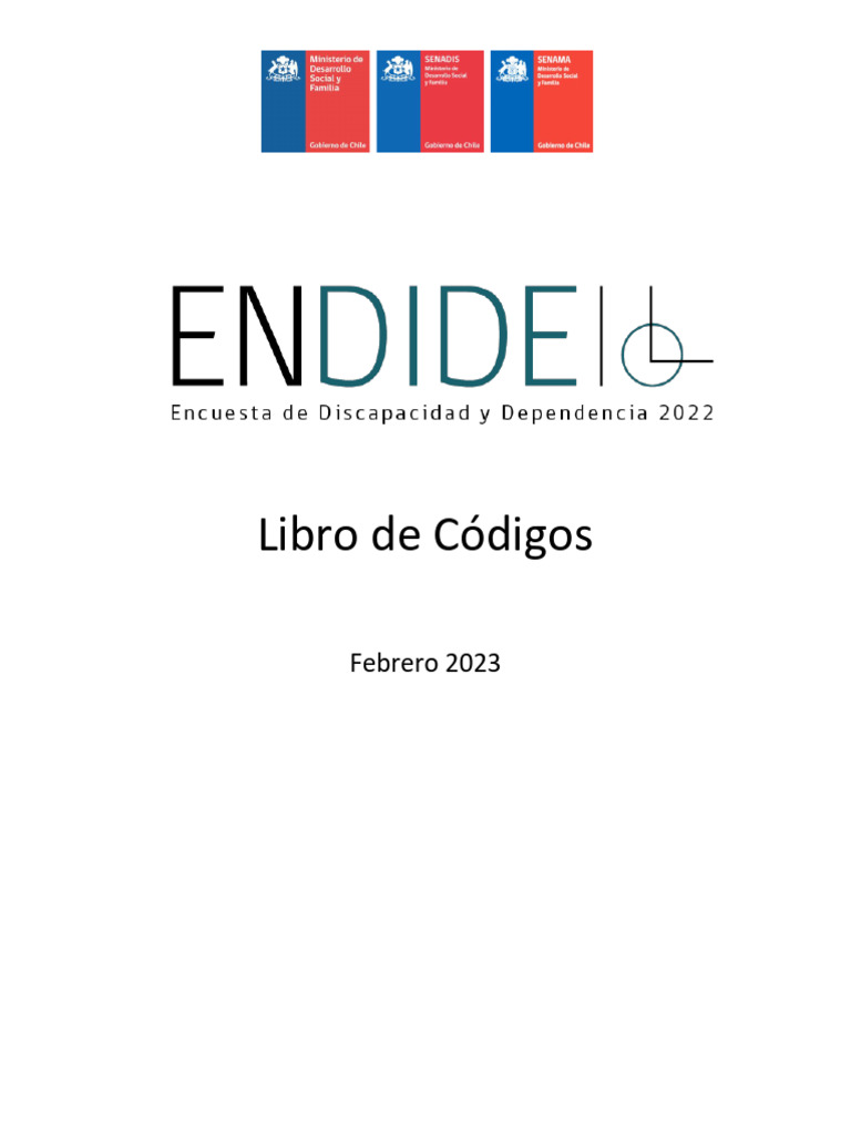 Libro de Codigos Base de Datos ENDIDE 2022 Adultos | PDF | Chile