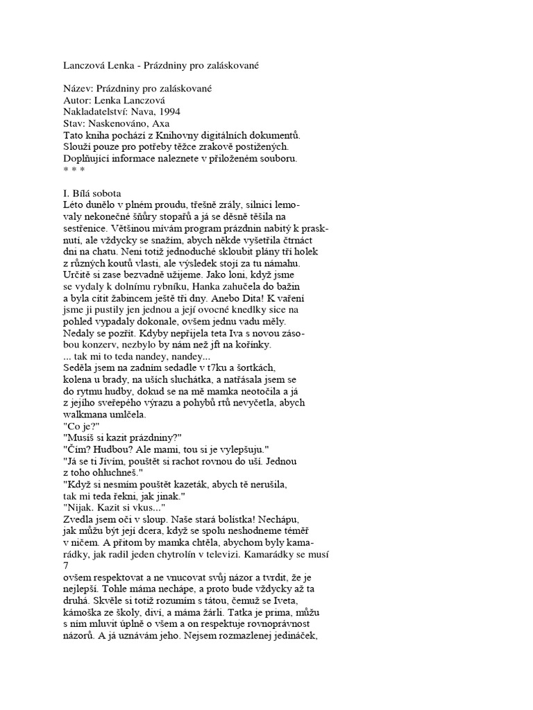 Lanczová Lenka - Prázdniny pro zaláskované | PDF