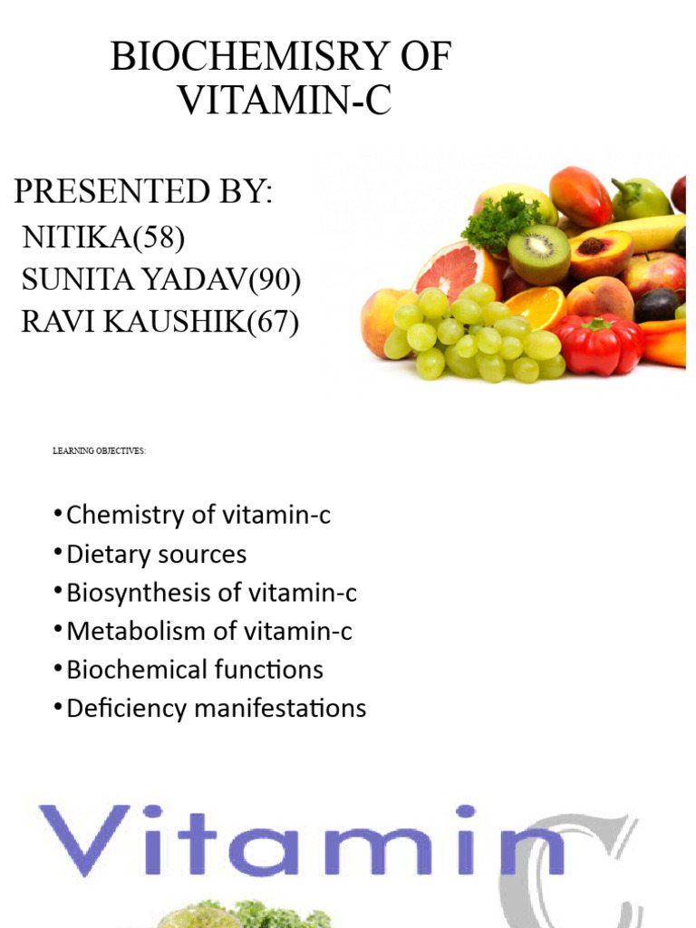 Biochemistry of Vitamin-C | PDF | Vitamin C | Biochemistry
