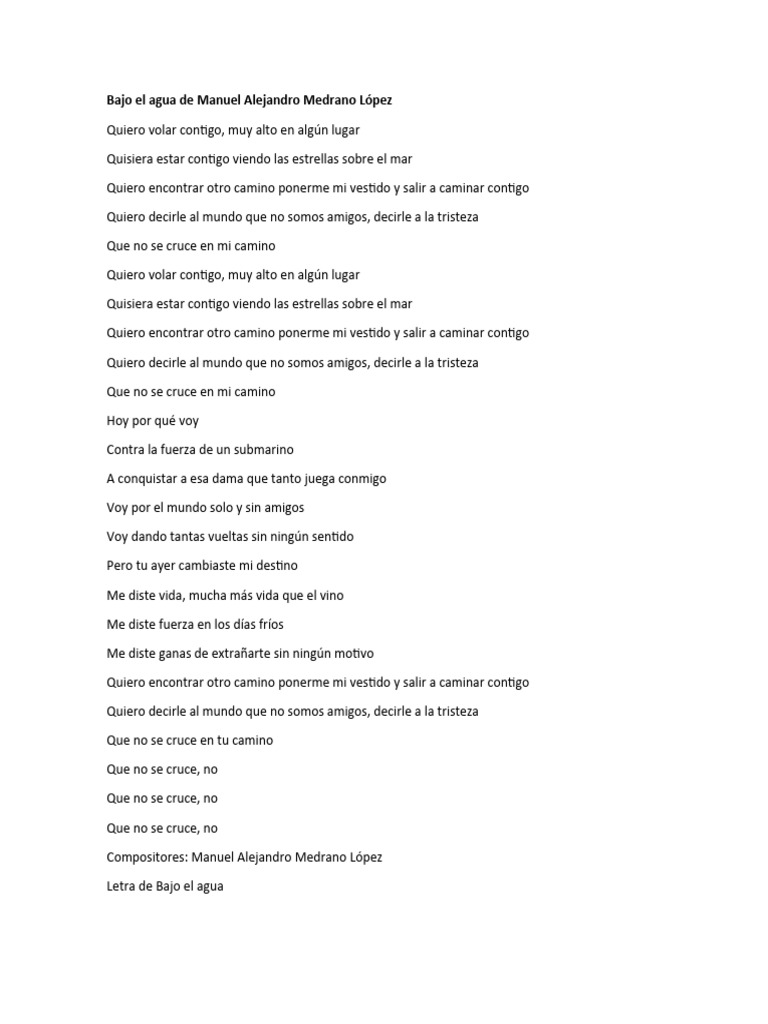Bajo El Agua de Manuel Alejandro Medrano López | PDF