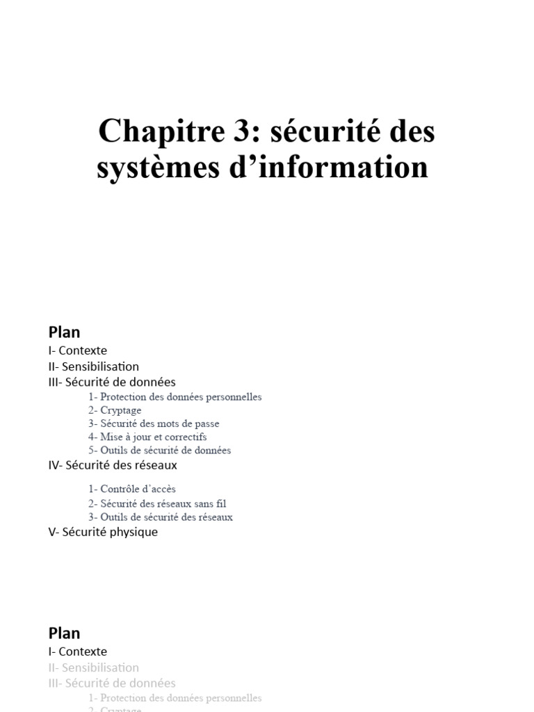 Chapitre 3 - Securite SI | PDF | Sécurité | Sécurité des systèmes d'information