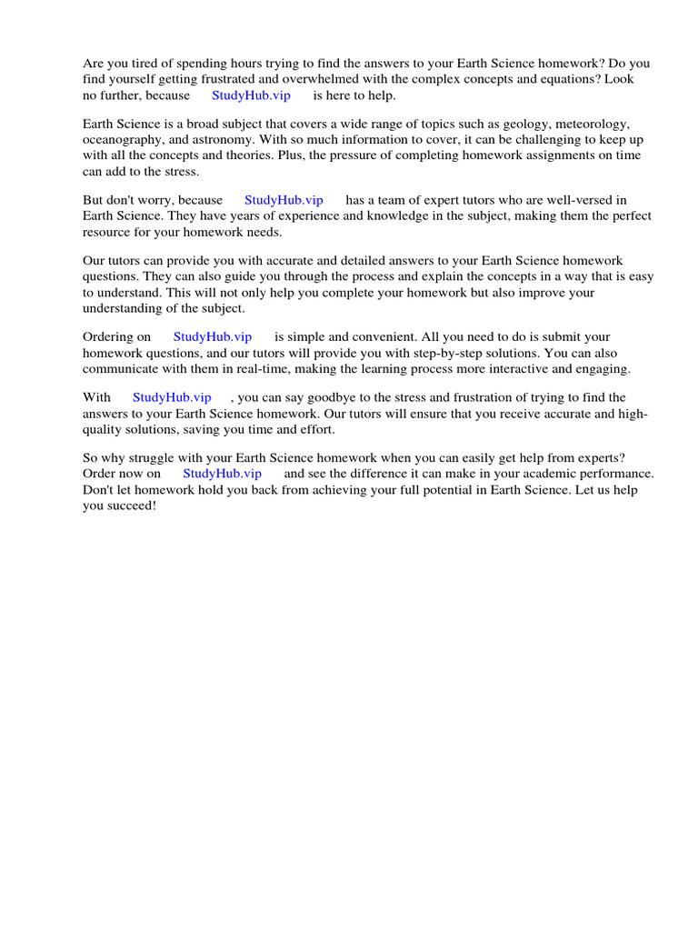 Homework Answers Earth Science | PDF | Earth | Earth Sciences